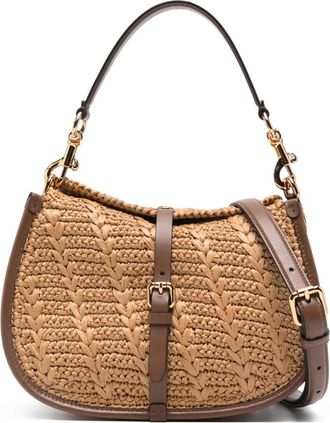 Etro medium Pony buckle-detail woven shoulder bag - Nude