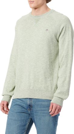 GANT Herren Cotton Slub C-Neck Pullover, Kalamata Green, L EU