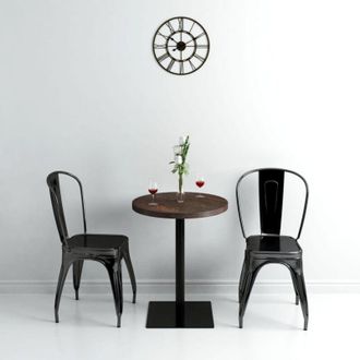 vidaXL Vidaxl - Table de bistro mdf et acier Rond 60 x 75 cm Fr&ecirc;ne fonc&eacute;