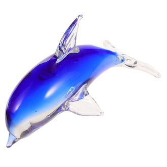 Hemobllo Kreative Kleine Delfin Glasfigur mit Flachem Boden Kompakte Tischdekoration f&uuml;r Zuhause Glatte Oberfl&auml;che Platzsparendes Wohndeko Accessoire