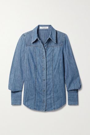 Another Tomorrow Chemise En Chambray De Coton Biologique - Net Sustain - Bleu