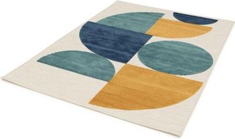 BOBOCHIC Tapis poils ras ELOI motif abstrait 120x170 Bleu