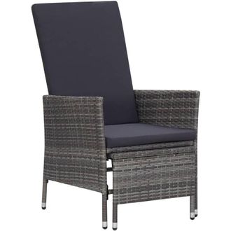 vidaXL Garten-Liegestuhl mit Auflagen Poly Rattan Grau - Vidaxl