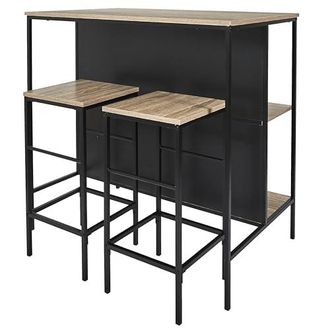 The Home Deco Factory HD0233 Table &Icirc;lot avec 2 Tabourets - Con&ccedil;u pour Salon ou Salle &agrave; Manger - Design Moderne - Dimensions 100 x 60 x 95 cm - Couleur Marron Noir