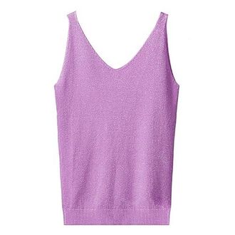 Generic D&eacute;bardeur femme bleu scintillant pour femme, d&eacute;bardeurs de couleur unie D&eacute;bardeurs tricot&eacute;s &agrave; col casualv coupe d&eacute;contract&eacute;e d&eacute;bardeur l&eacute;ger brillant 