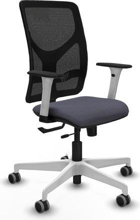 Piqueras y Crespo Schreibtischstuhl grau mit wei&szlig;en und schwarzen Armlehnen, h&ouml;henverstellbare Lendenwirbelst&uuml;tze, ausgestattet mit Syncro/Traslack und Schneideschaum. 