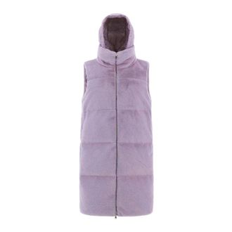 Herno Femme, Vestes, Violet, Taille: 38 FR Manteau sans manches en fausse fourrure