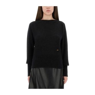Tom Ford Lang&auml;rmliger Strickpullover mit U-Boot-Ausschnitt und Metallplakette - - Knitwear - Damen - Schwarzk - S