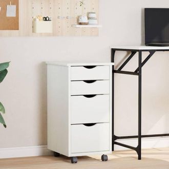 vidaXL Vidaxl - Armoire roulante avec tiroirs moss blanc bois de pin solide