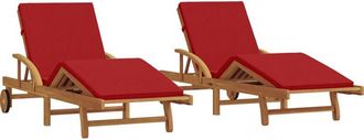 vidaXL Vidaxl - Sonnenliege 2 pcs Rot 200 x 67 x 84cm Massivholz Akazie