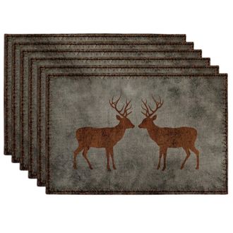 Generic Rustikale Platzsets mit Hirsch, grau, Landhaus-Tier-Tischsets f&uuml;r den Esstisch, rutschfest, waschbar, f&uuml;r drinnen und drau&szlig;en, Party, dekoratives Tisc