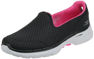 Skechers Womens GO Walk 6 Big Splash Sneaker, Schwarz/Hei&szlig;rosa, 35 EU