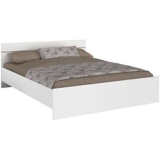 Parisot Lit adulte boston 160x200 - D&eacute;cor blanc - Fabriqu&eacute; en France