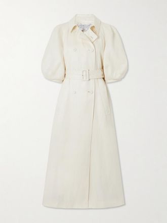 Gabriela Hearst Iona Doppelreihiger Trenchcoat Aus Leinen Mit G&uuml;rtel - Elfenbein