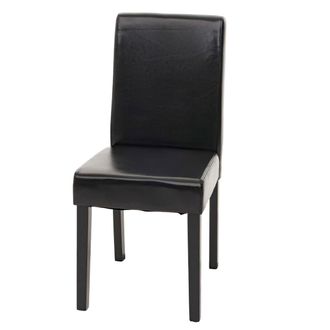 Mendler Esszimmerstuhl Littau-AM, K&uuml;chenstuhl Stuhl, Leder - schwarz, dunkle Beine