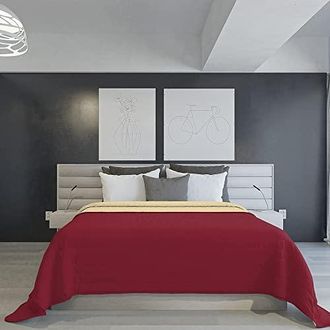 Italian Bed Linen Sommerdecke, feuerhemmend, Mikrofaser, zweifarbig, Bordeaux/Creme, 260 x 270 cm