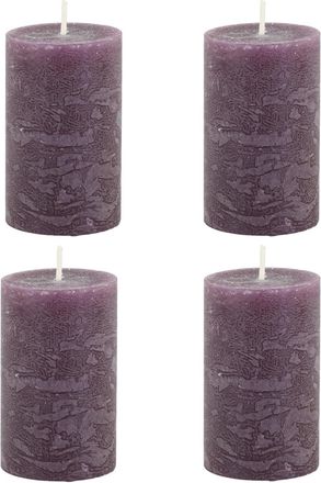 Chic Antique 4er Set Macon rustikale Stumpenkerze Kerze Antik Altarkerzen 100% Paraffin lange Brenndauer H8/D5 cm Pflaume