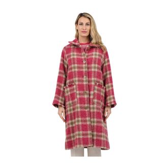 Rosso35 Karierte Mantel mit Knopfverschluss und Aufgesetzten Taschen - - Coats - Damen - Mehrfarbig - M