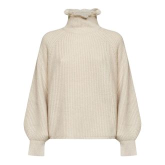 Max Mara Pull Col Roul&eacute; Pontile - Femme - Pulls - Beige - Taille: 42 FR