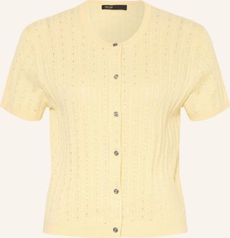 Maje Strickjacke Mit Schmucksteinen gelb