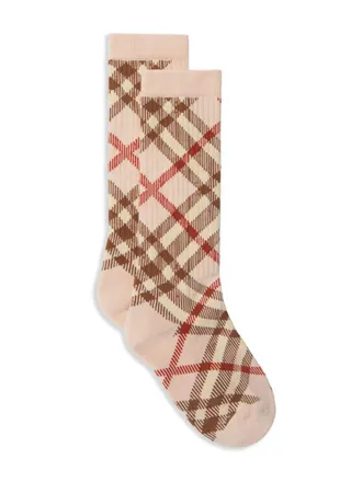 Burberry chaussettes en coton &agrave; carreaux - Tons neutres
