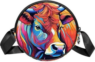 Generic Sac &agrave; bandouli&egrave;re rond pour femme, petit sac &agrave; bandouli&egrave;re avec fermeture &eacute;clair et bretelles r&eacute;glables style d&eacute;contract&eacute; pour femmes et filles