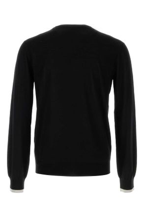 Loewe Mens Black Wool Sweater Blackgrey Exterior: Maglie