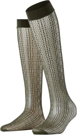 Falke Crossroads W Kh Transparent Gemustert Chaussettes Hautes, Vert Artichoke 7436, Taille Unique Femmes