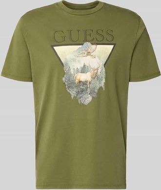 Guess Regular Fit T-Shirt aus reiner Baumwolle mit Motiv-Print