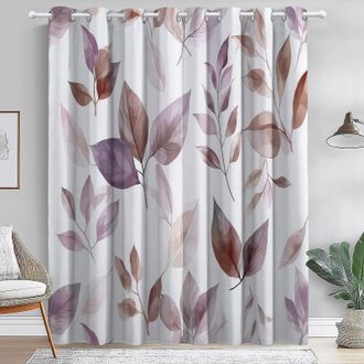 Generic Gardinen Aquarellmalerei Minimalistische Pflanzen Muster, Vorhänge Hellviolett Schattierung Vorhänge Blickdicht, Verdunkelungsvorhänge mit Ösen für Sc