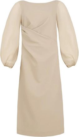 D.exterior Femme, Robes, Beige, Taille: 44 FR Robe fourreau midi