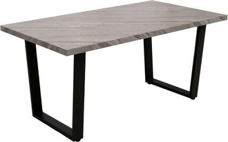 Hhg Esszimmertisch HHG-246, Tisch Küchentisch Esstisch, Industrial MDF Metall 160x90cm Marmor-Optik grau