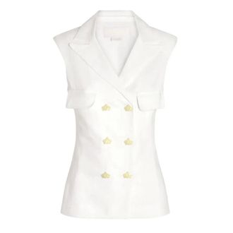 Genny Femme, Vestes, Blanc, Taille: 36 FR Gilet &agrave; poches crois&eacute;