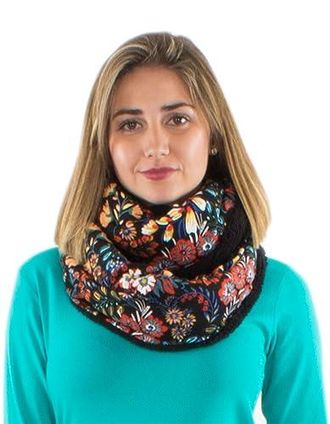 Coline Snood imprim&eacute; tout doux - Couleur : Noir - Taille unique