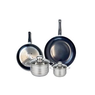Fackelmann ELO 9731650 Batterie de cuisine 4 pi&egrave;ces, Ensemble de 2 Po&ecirc;les de cuisson 24 et 28 cm et 2 faitouts 12 et 16 cm Elo Prima Brillant, inox, induction