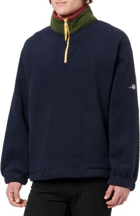 GANT Herren Color-Block Fleece Pullover, Evening Blue, XXL