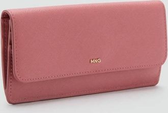 Mango Portefeuille effet saffiano &agrave; rabat rose - Femme - Taille unique - MANGO