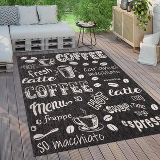 Paco Home Paco Home - Outdoor Teppich Wetterfest Balkon K&uuml;che Modernes Muster Mit Schriftzug 200x280 cm, Anthrazit 3
