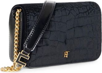Elisabetta Franchi Velvet Shoulder Bag - Black
