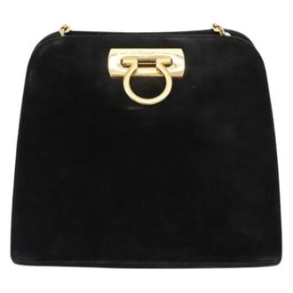 Ferragamo Sac bandouli&egrave;re en daim Pre-owned - Femme - Pre-owned - Noir - Taille: ONE Size