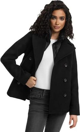 Marikoo Veste dhiver pour femme (S-3XL) - Veste Kaban avec 4 poches, col montant et doublé (amovible), veste chaude pour femme - N044, Noir, XL