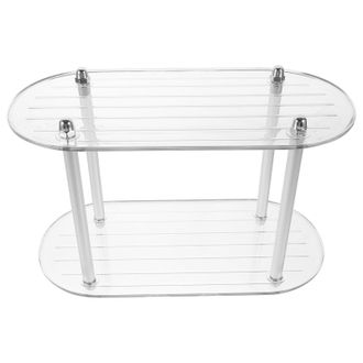 Happyyami jojofuny Abnehmbares Badezimmerregal aus Robustem Transparentmaterial 2 Stufiges Mehrschicht Organizer Rack f&uuml;r Kosmetik und Haushaltsaufbewahrung Pla