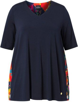 Ulla Popken T-Shirt Slinky-Shirt Godetfalte A-Linie V-Ausschnitt