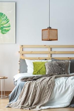 Opviq Elegant Walnut Chandelier, FIR Wood Body, Adjustable Height 70 cm, Natural Fabric Cap, E27 Socket Max 40W | Stylish Lighting for Modern Spaces