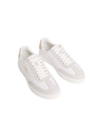 Calvin Klein Sneaker CALVIN KLEIN LOW PROF CUPSOLE CV, Herren, Gr. 40, wei&szlig;, beige, Leder, Textil, unifarben mit Farbeinsatz, Basic, Schuhe Sneaker, Freizeitschuh,