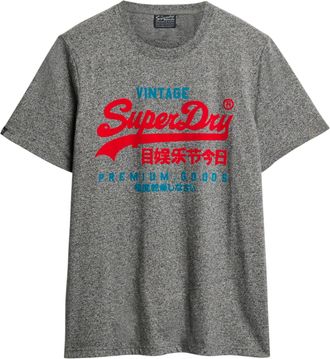 Superdry Herren Duo Vintage T-Shirt mit Logo Karst Schwarz Mega Gesprenkelt S