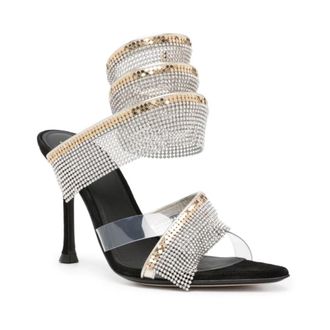 Alev&igrave; Sandalen mit Kristallverzierung und offener Spitze - - Shoes - Damen - Schwarzk - 37 EU