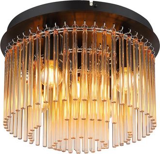 Globo Lighting Deckenleuchte Wohnzimmerlampe Glasst&auml;be Metall Chrom Amber 5-Flammig