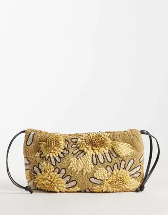Asos Pochette avec fleurs &agrave; ornements - Jaune