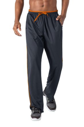 KEFITEVD Herren Freizeithose Leicht D&uuml;nn Locker Yogahose Sweat Hose mit Seitlich Streifen Turnhose mit Zip-Taschen Casual Quick Dry Sportswear Dunkelgrau-Orang
